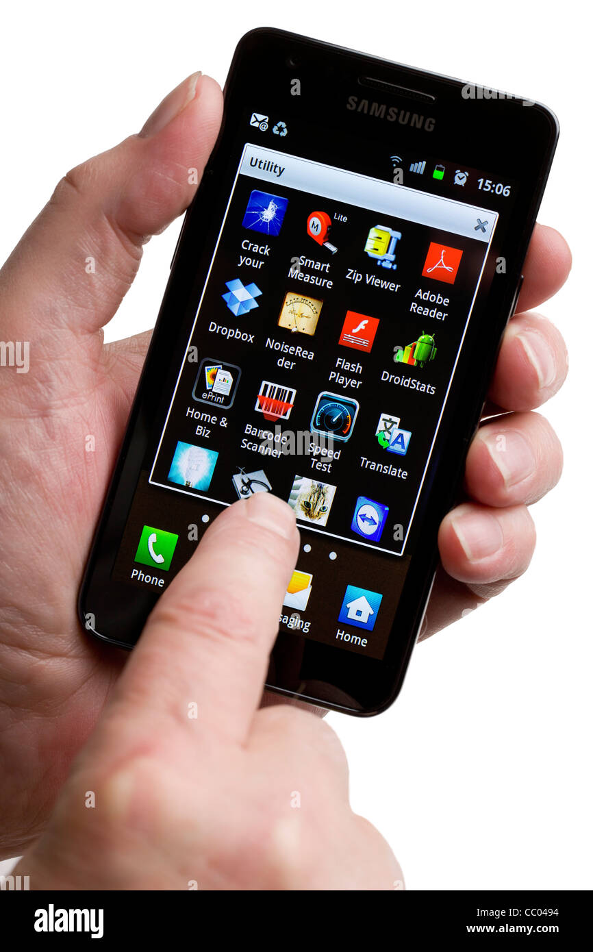 Manage utility apps on a Smartphone Stock Photo - Alamy