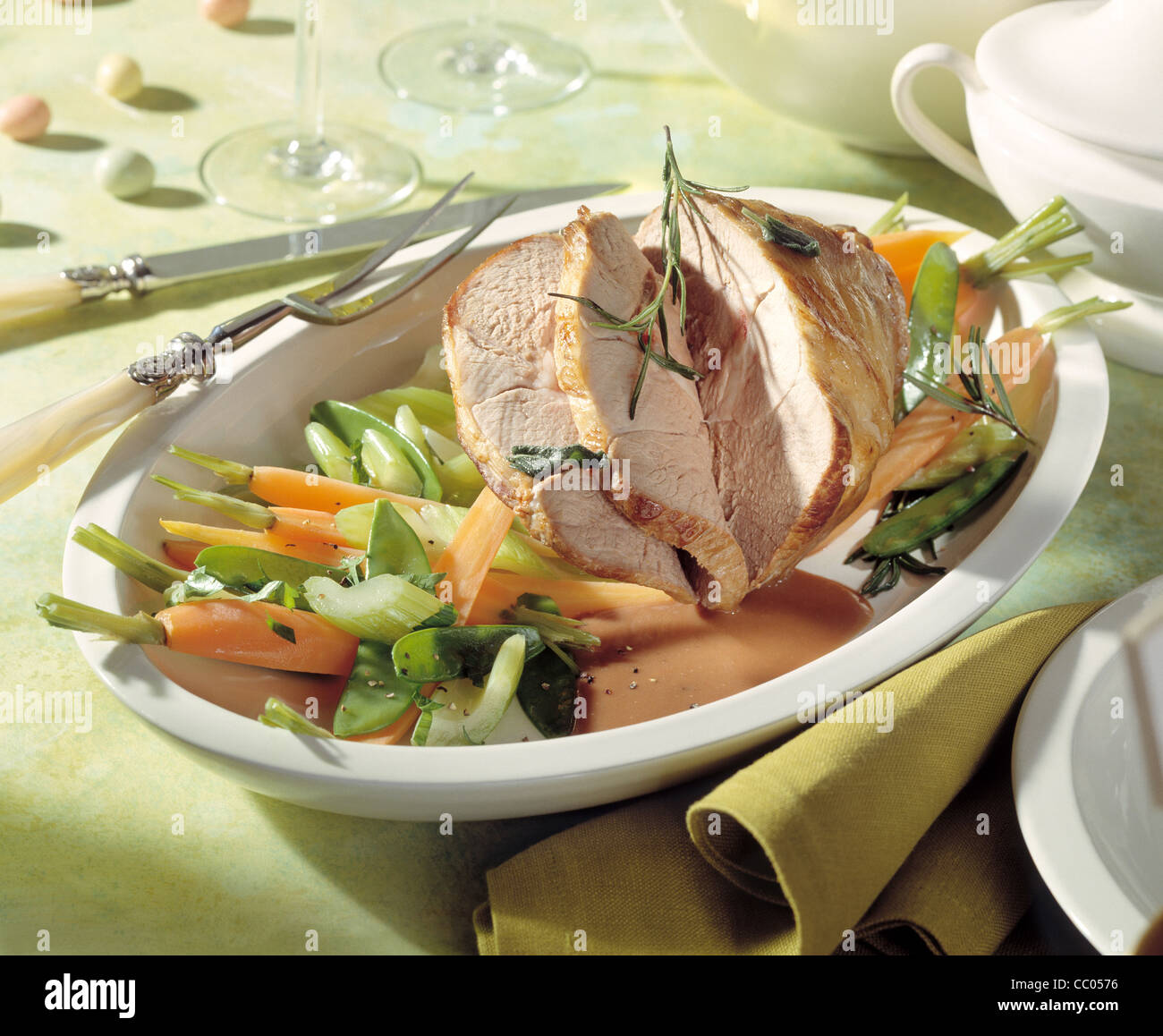 Lamb roast with vegetable Stock Photo - Alamy