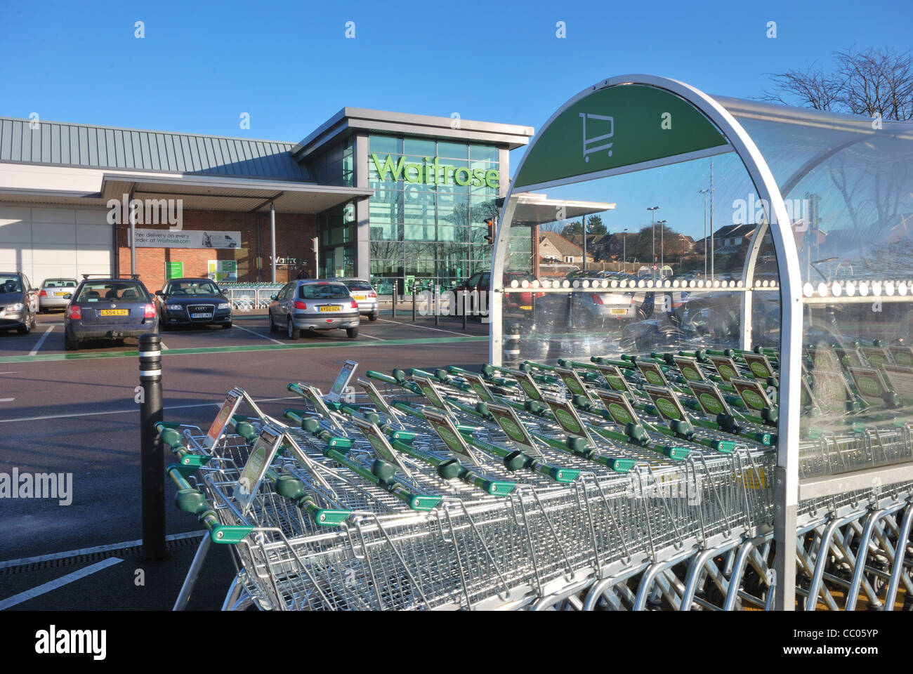 waitrose with trolleys Stock Photo - Alamy