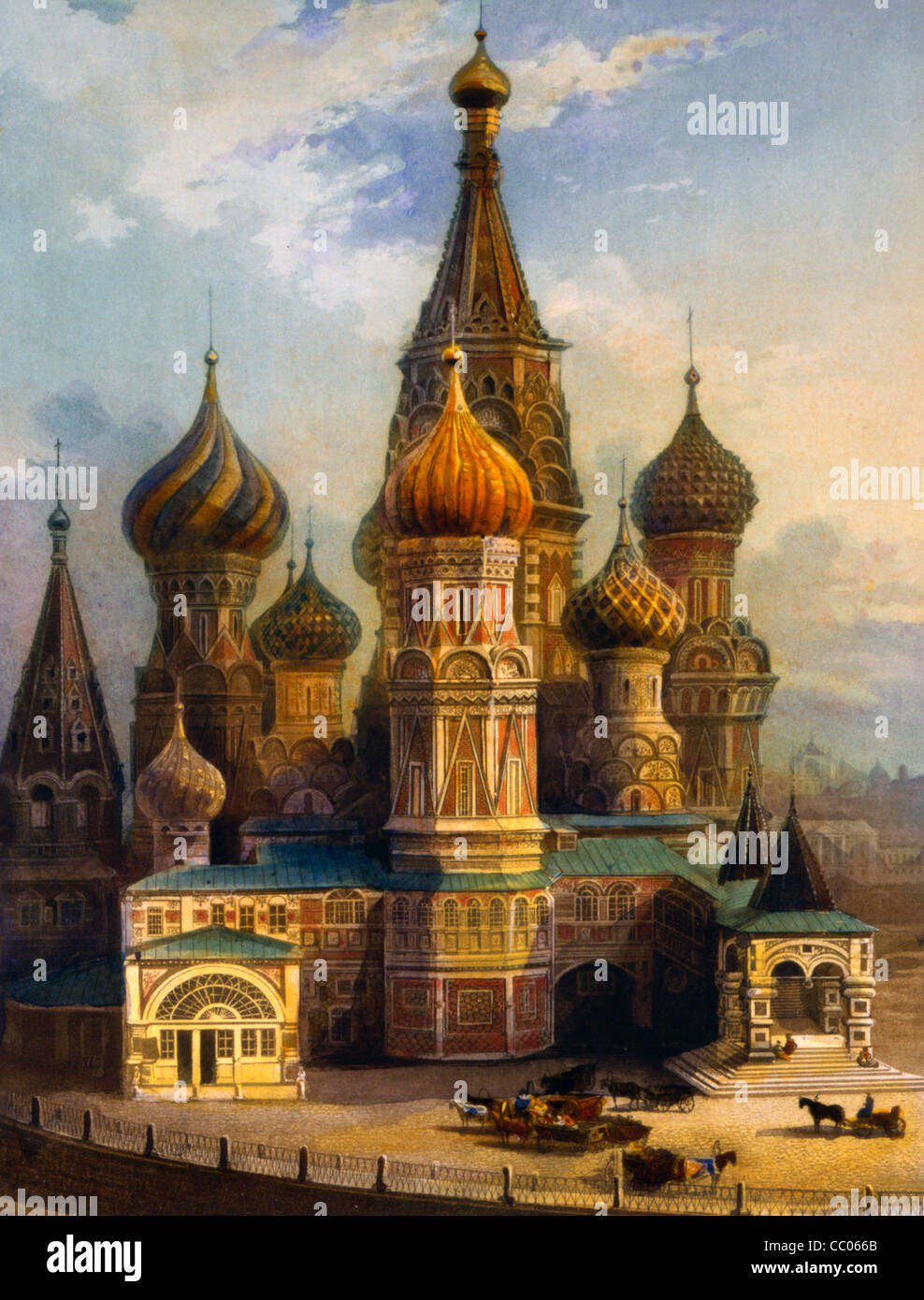 View of St. Basil's Cathedral, Moscow, Russia., circa 1842 Stock Photo ...