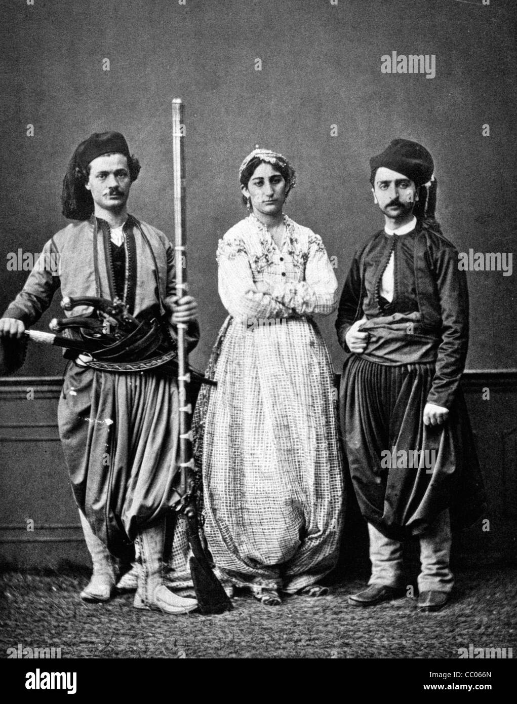 Studio portrait of models wearing traditional clothing from the ...