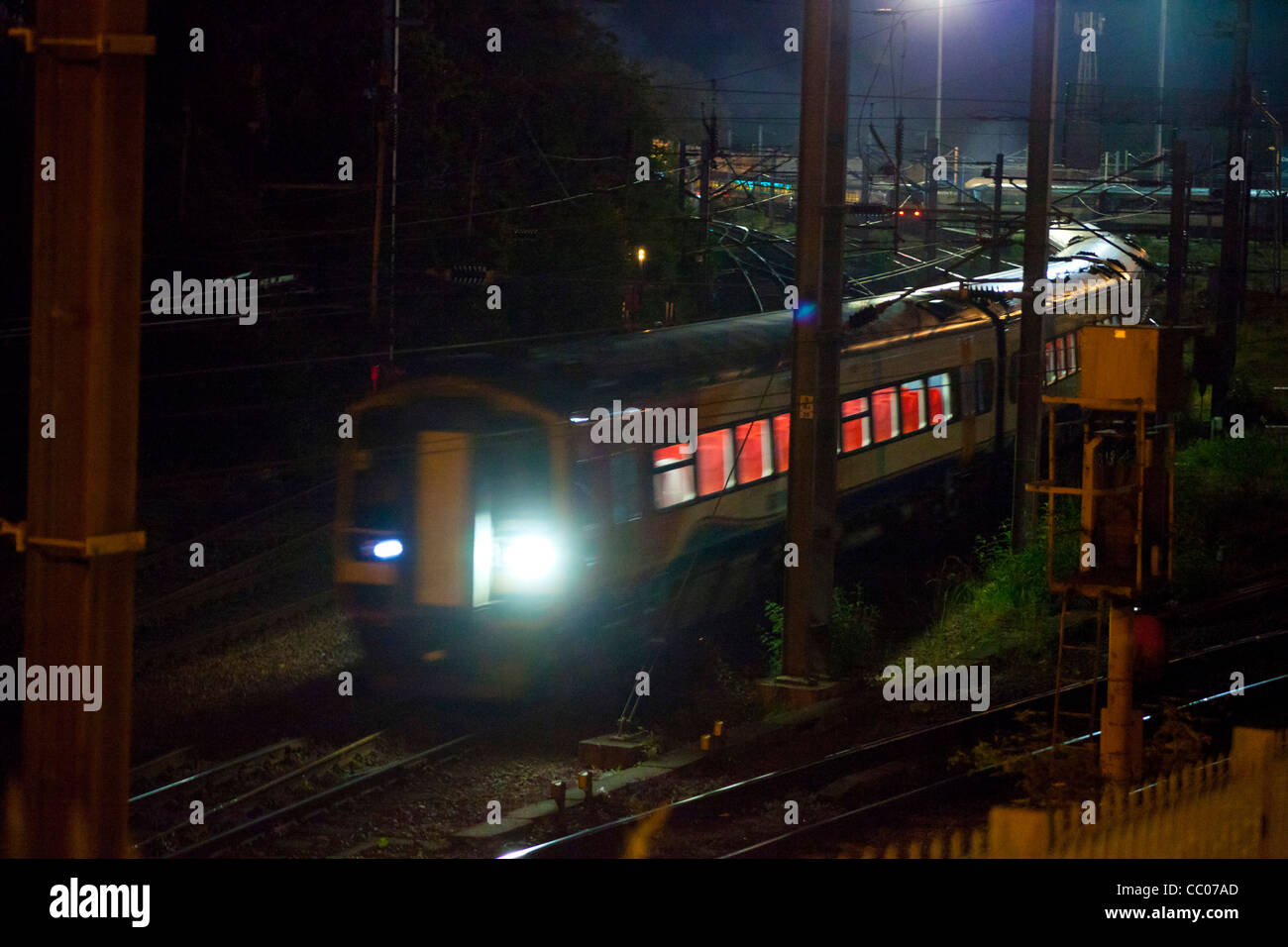 railway at night Stock Photo - Alamy