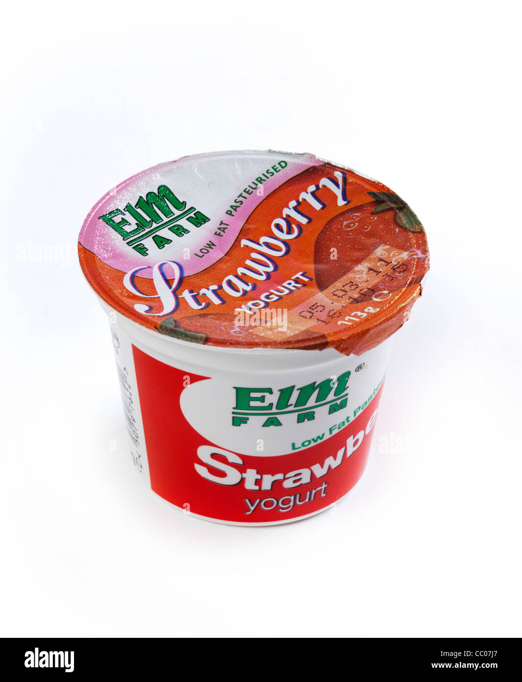 Elm Farm strawberry yoghurt made by Dairy Crest in UK Stock Photo - Alamy