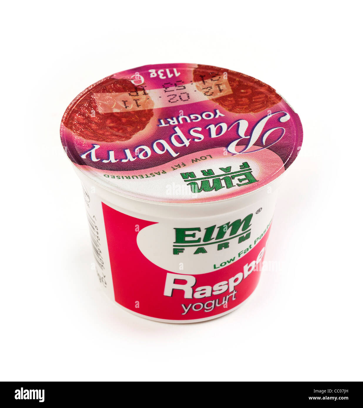 Elm Farm raspberry yoghurt made by Dairy Crest in UK Stock Photo - Alamy