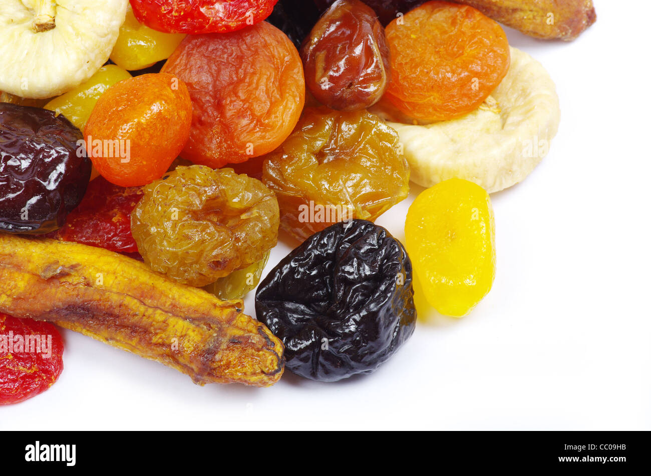assorted dried fruits isolated on white Stock Photo - Alamy