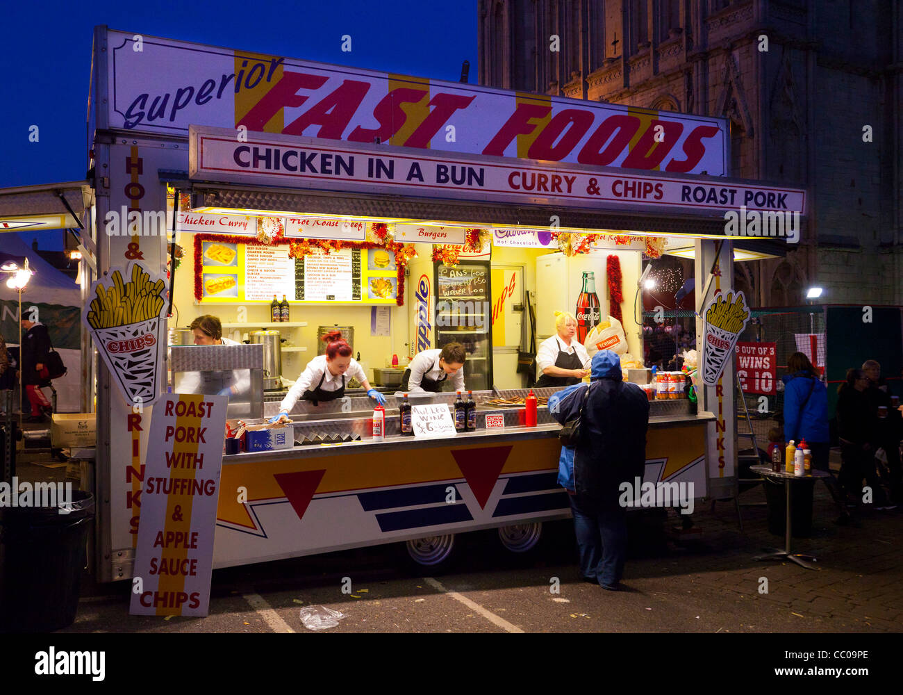 fast food stall at Bury St Edmunds Christmas market in 2011 Stock Photo ...
