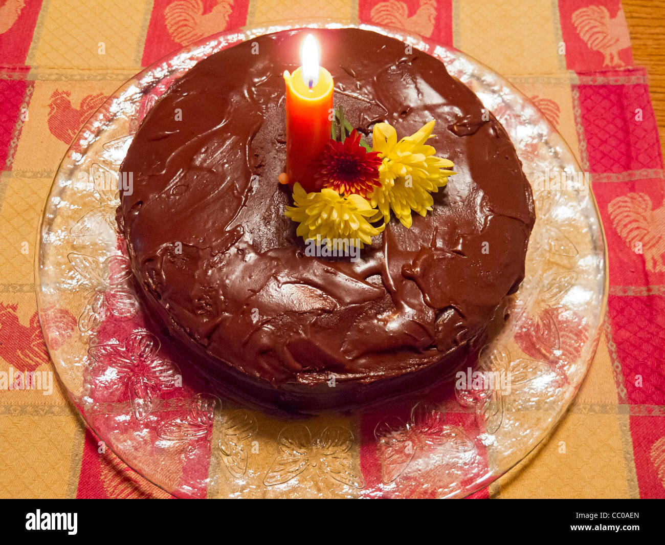 Old fashioned hocolate cake with chocolate icing made from scratch ...