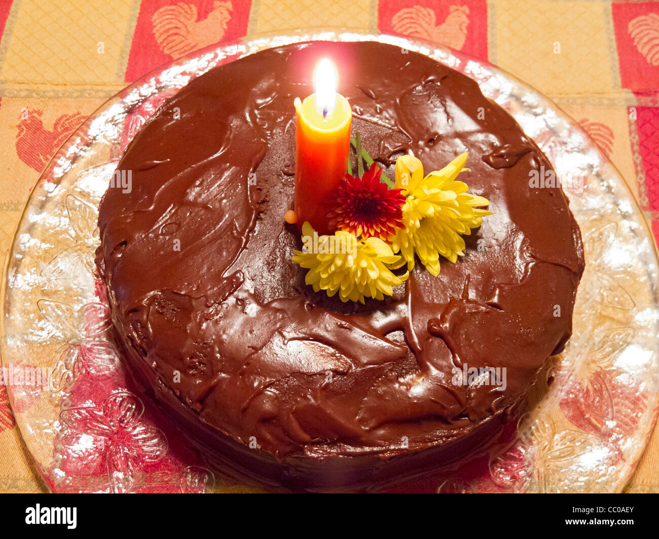Old fashioned hocolate cake with chocolate icing made from scratch ...