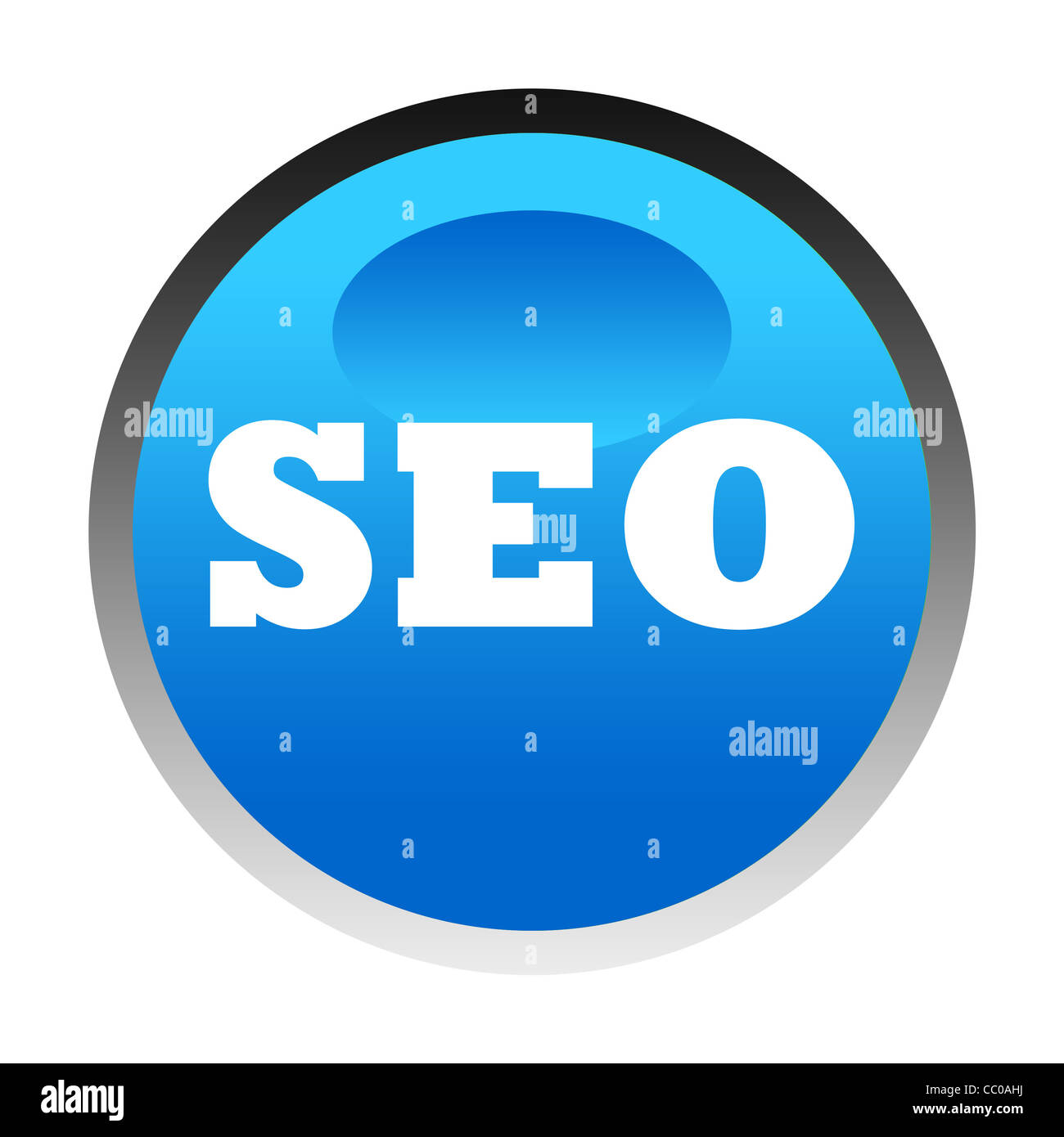 SEO button isolated on white background Stock Photo - Alamy