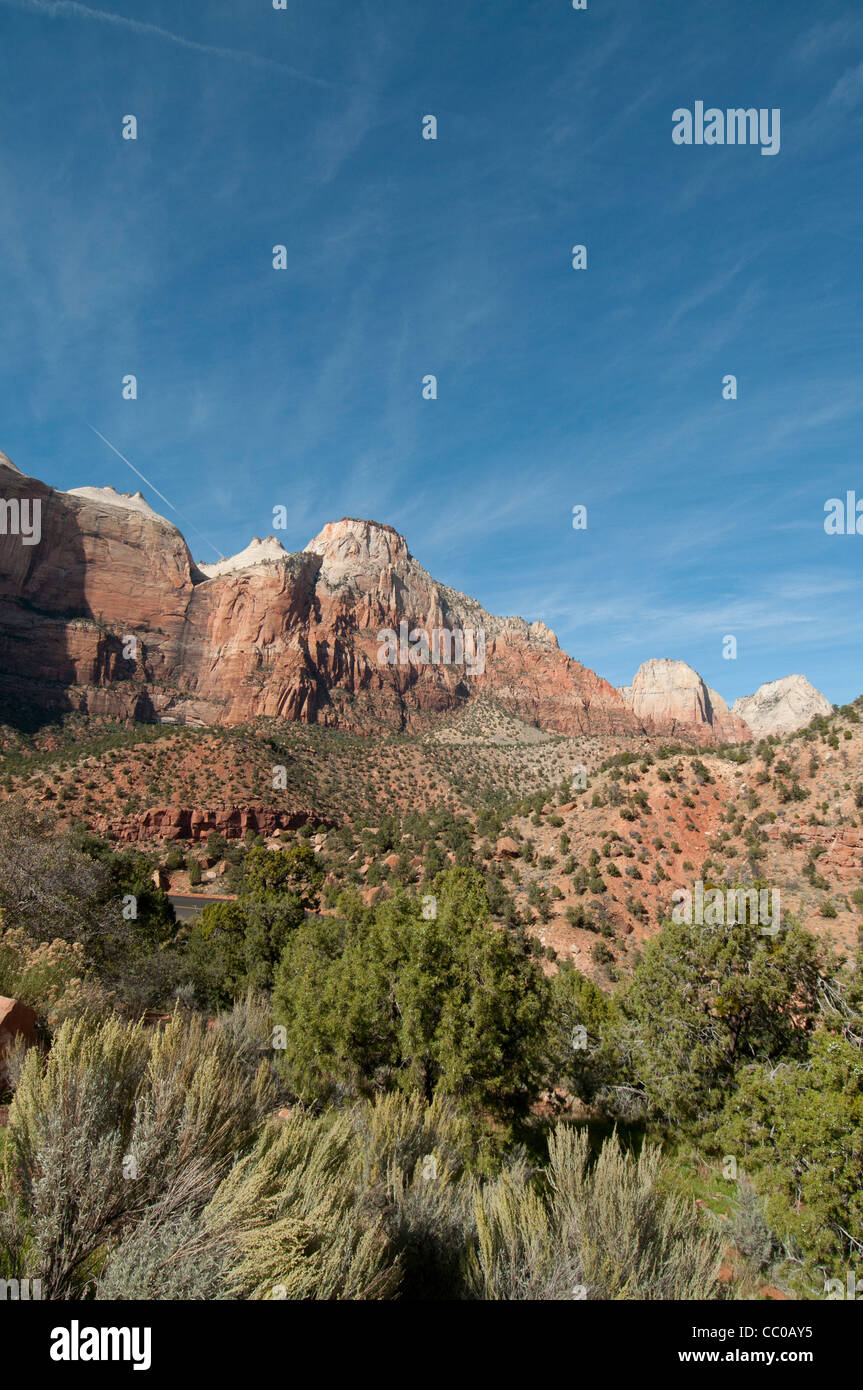 Sandstone cliffs of Zion National Park Utah Stock Photo - Alamy