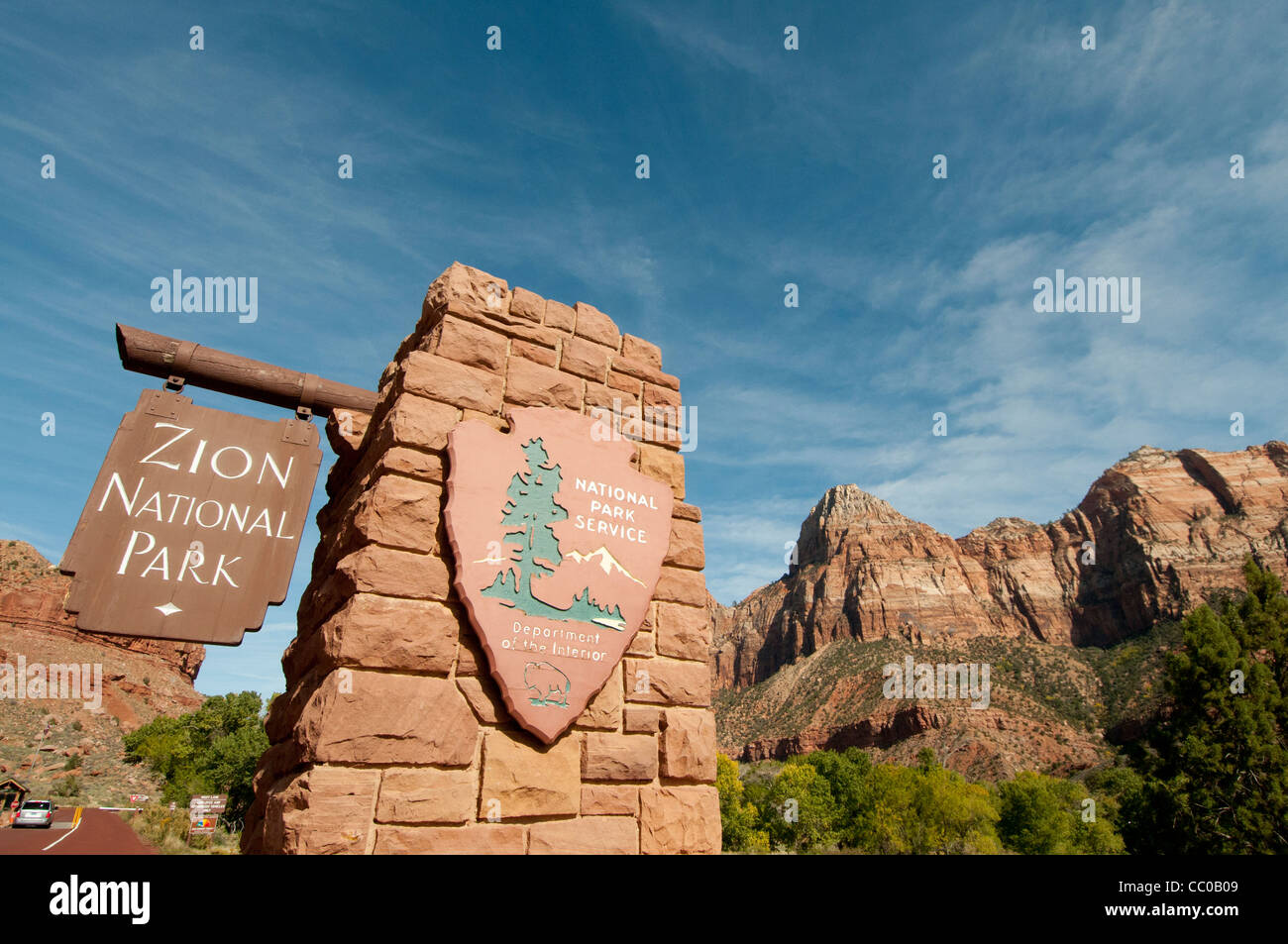 Entrance to Zion National Park Utah Stock Photo - Alamy