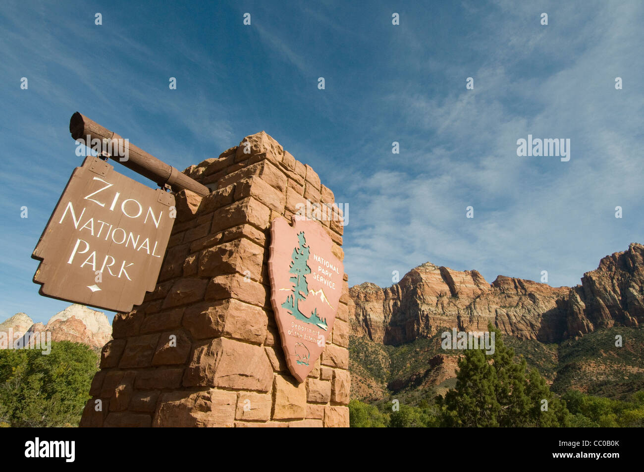 Entrance to Zion National Park Utah Stock Photo - Alamy