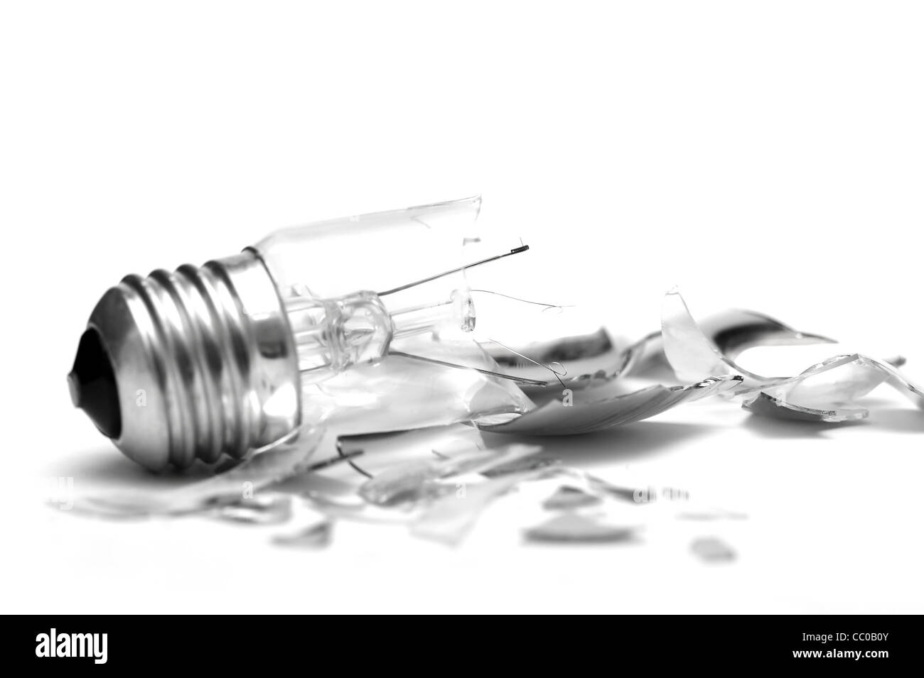 Broken lightbulb isolated on pure white background Stock Photo - Alamy