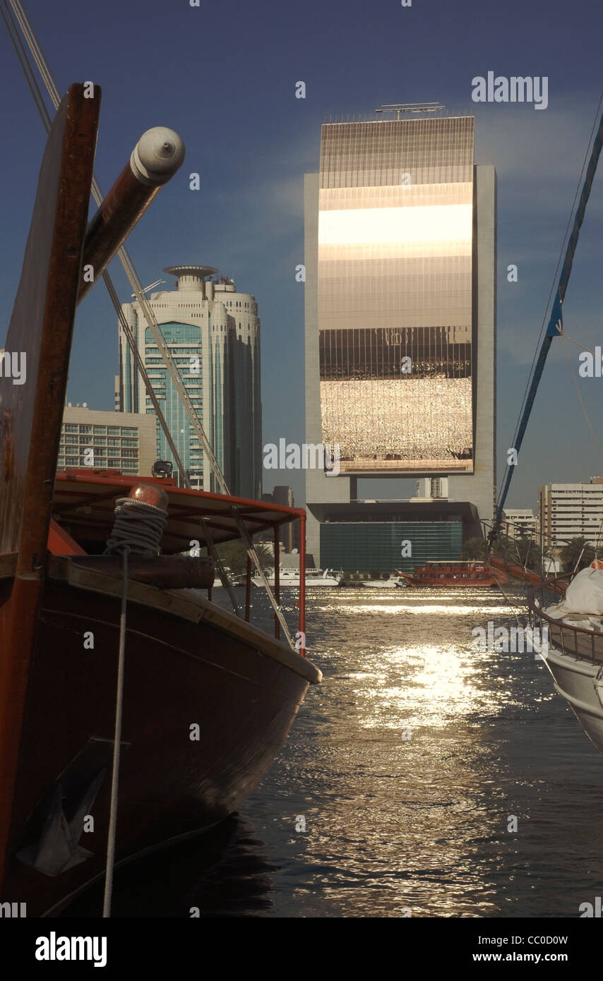 National bank of dubai building on the dubai creek hi-res stock ...