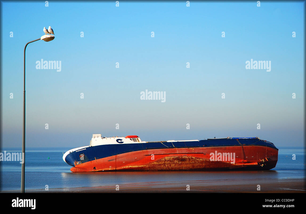 The stricken ferry Riverdance at Cleveleys beach near Blackpool ...