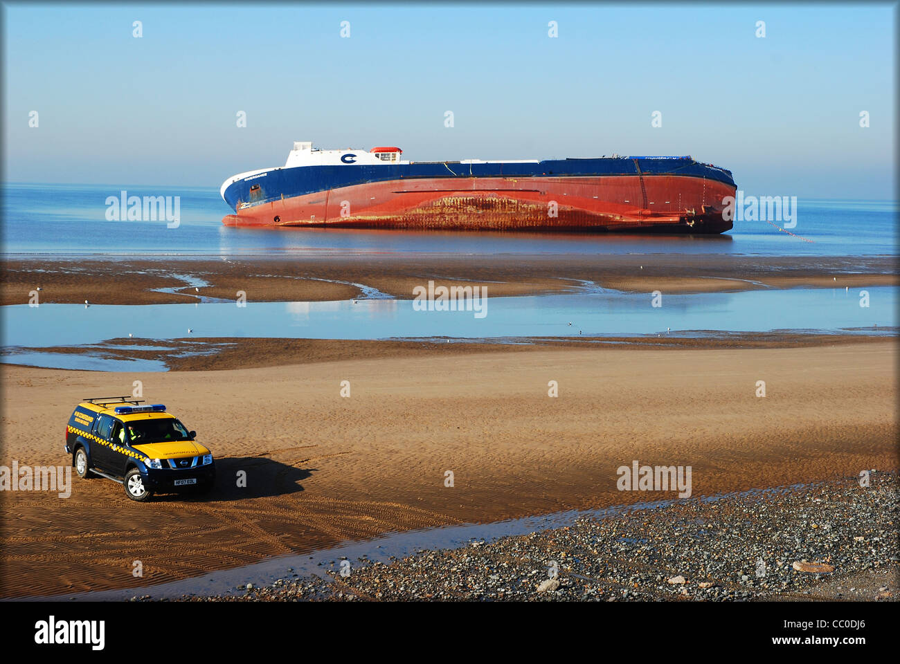 The stricken ferry Riverdance at Cleveleys beach near Blackpool ...