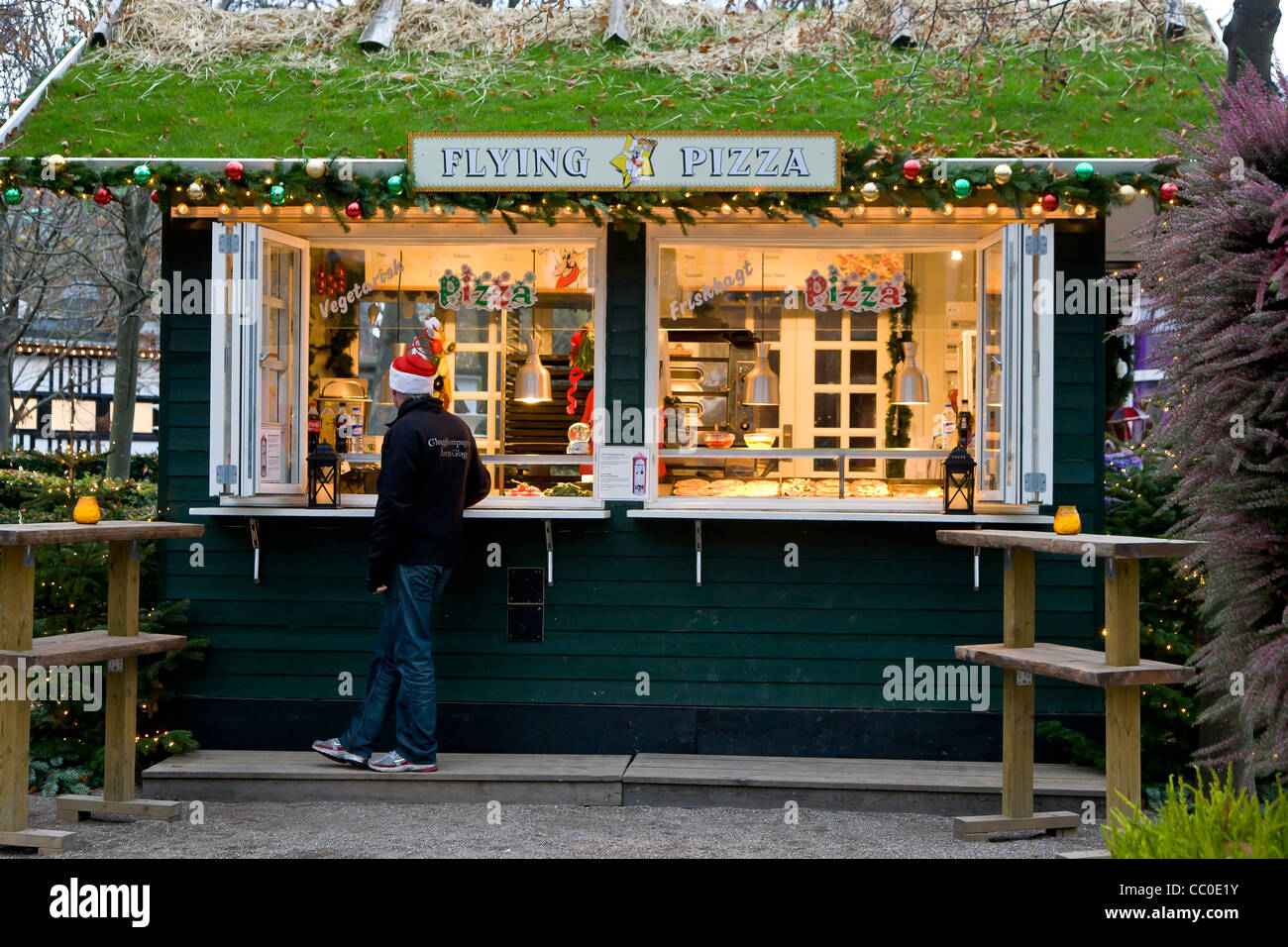 The Flying Pizza booth in Tivoli Copenhagen Stock Photo - Alamy