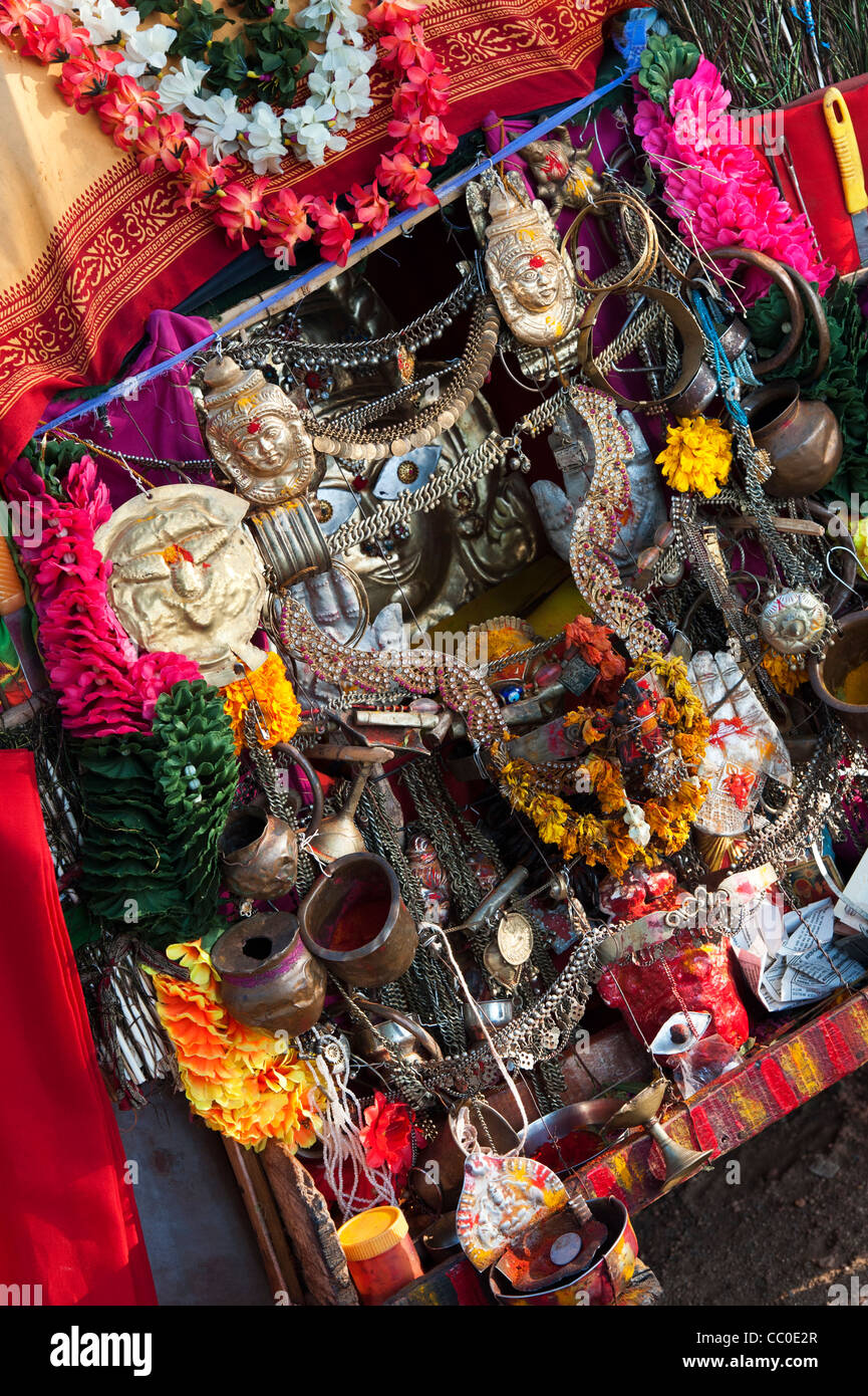 Indian altar to hindu goddess gangama. Andhra Pradesh, India Stock ...