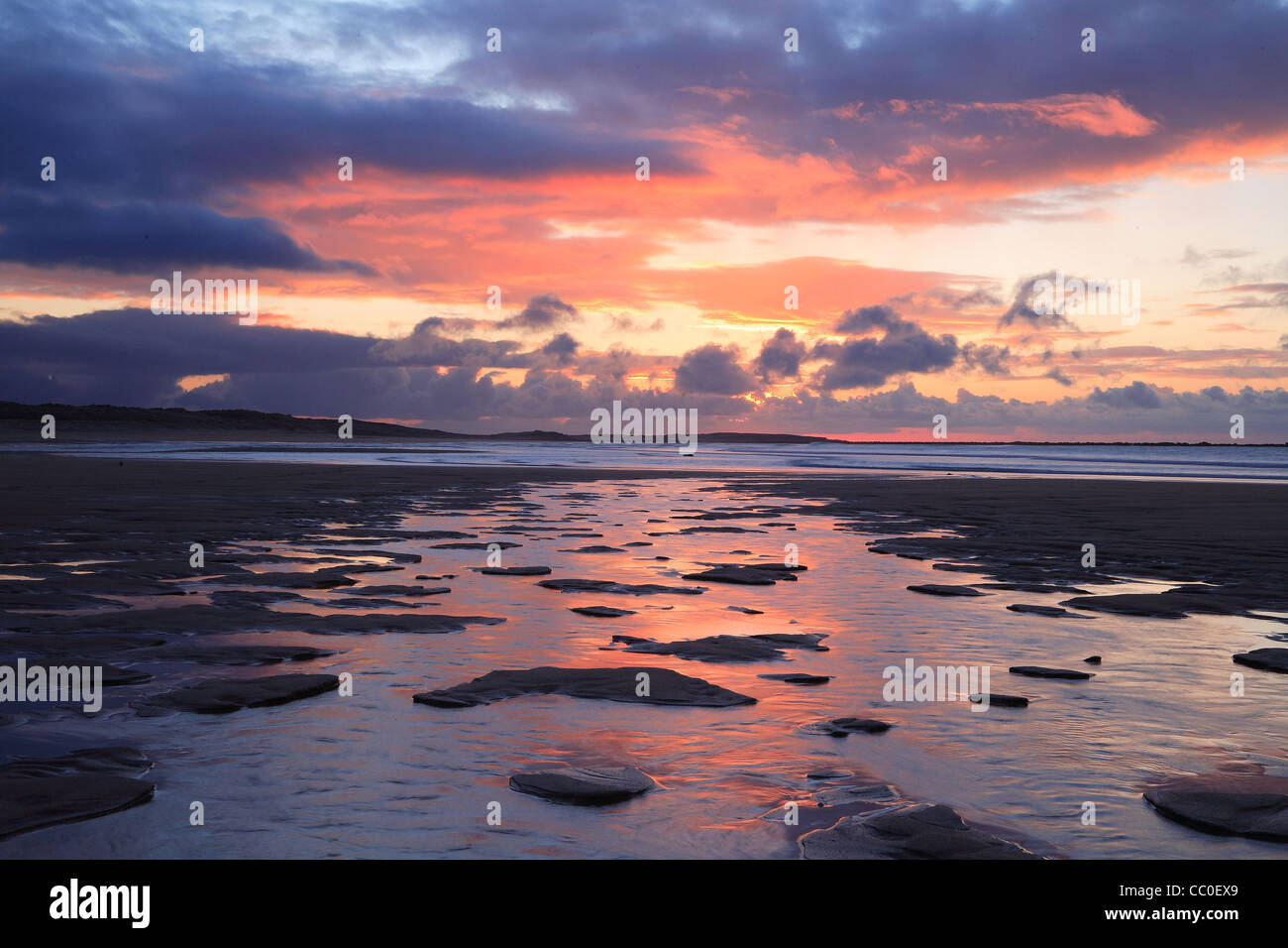 River entering the sea at Cliffoney beach. Co. Sligo. Ireland Stock ...