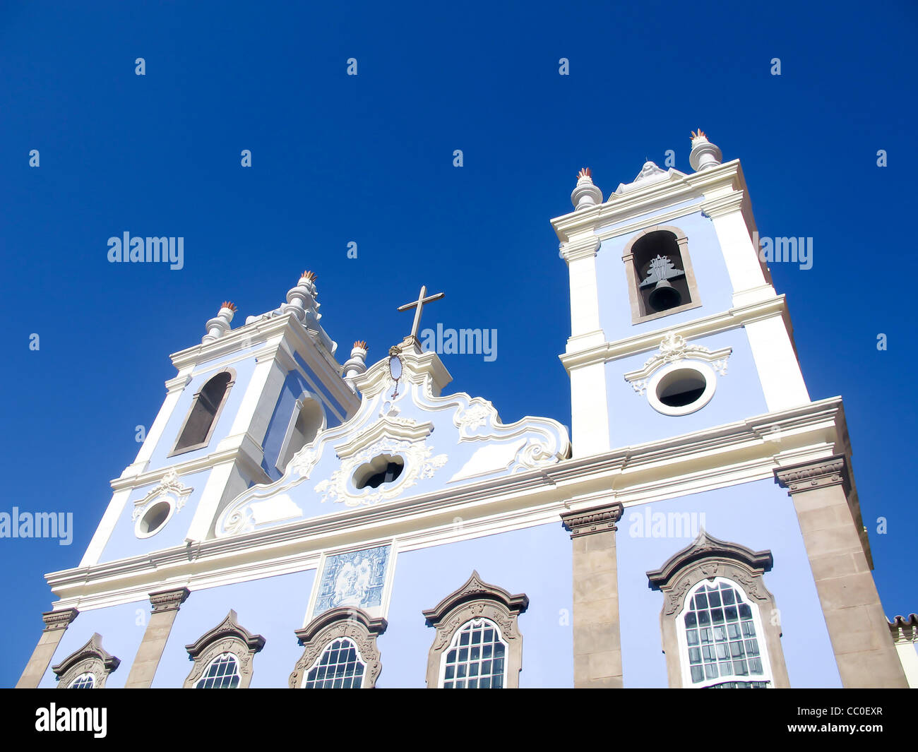 Classical Church towers with bell in Pelourinho Old Historical centre ...