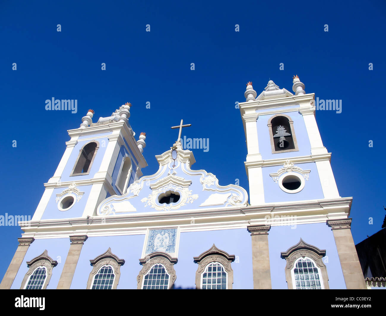 Classical Church towers with bell in Pelourinho Old Historical centre ...
