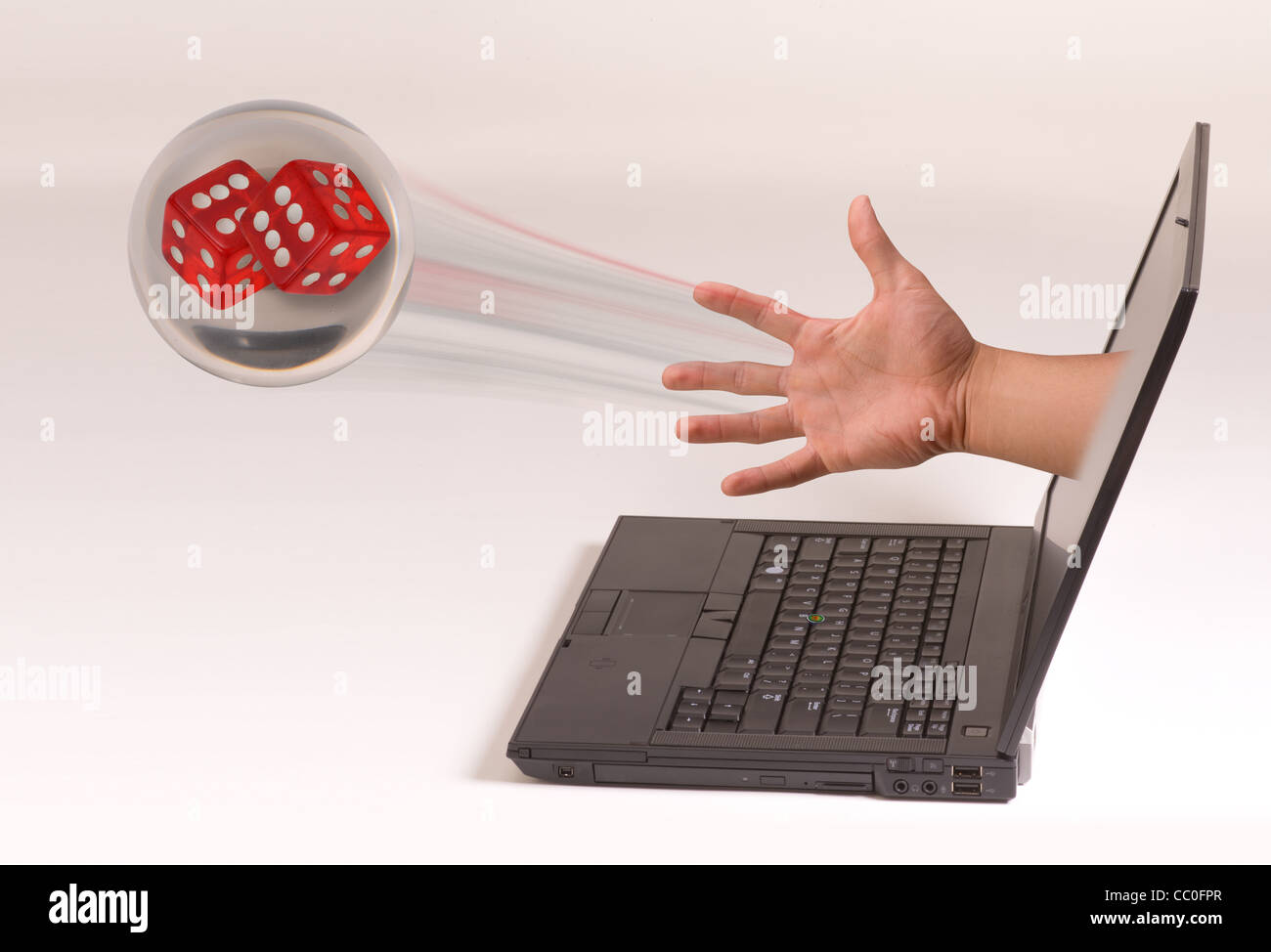 Throw Dice From Computer Stock Photo - Alamy