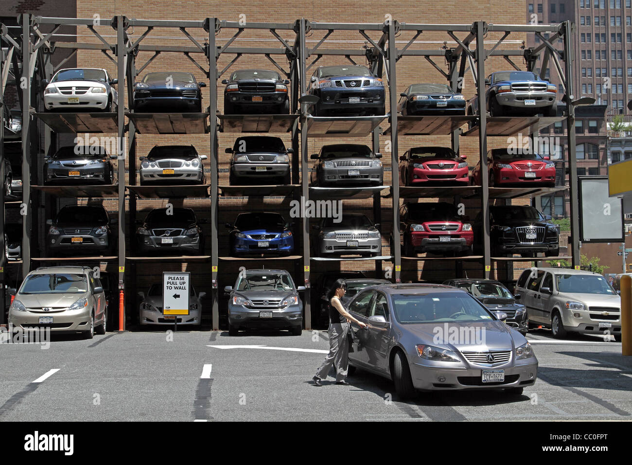 SUPERPOSITION OF CARS IN A MULTISTORY CAR PARK, MIDTOWN MANHATTAN, NEW ...