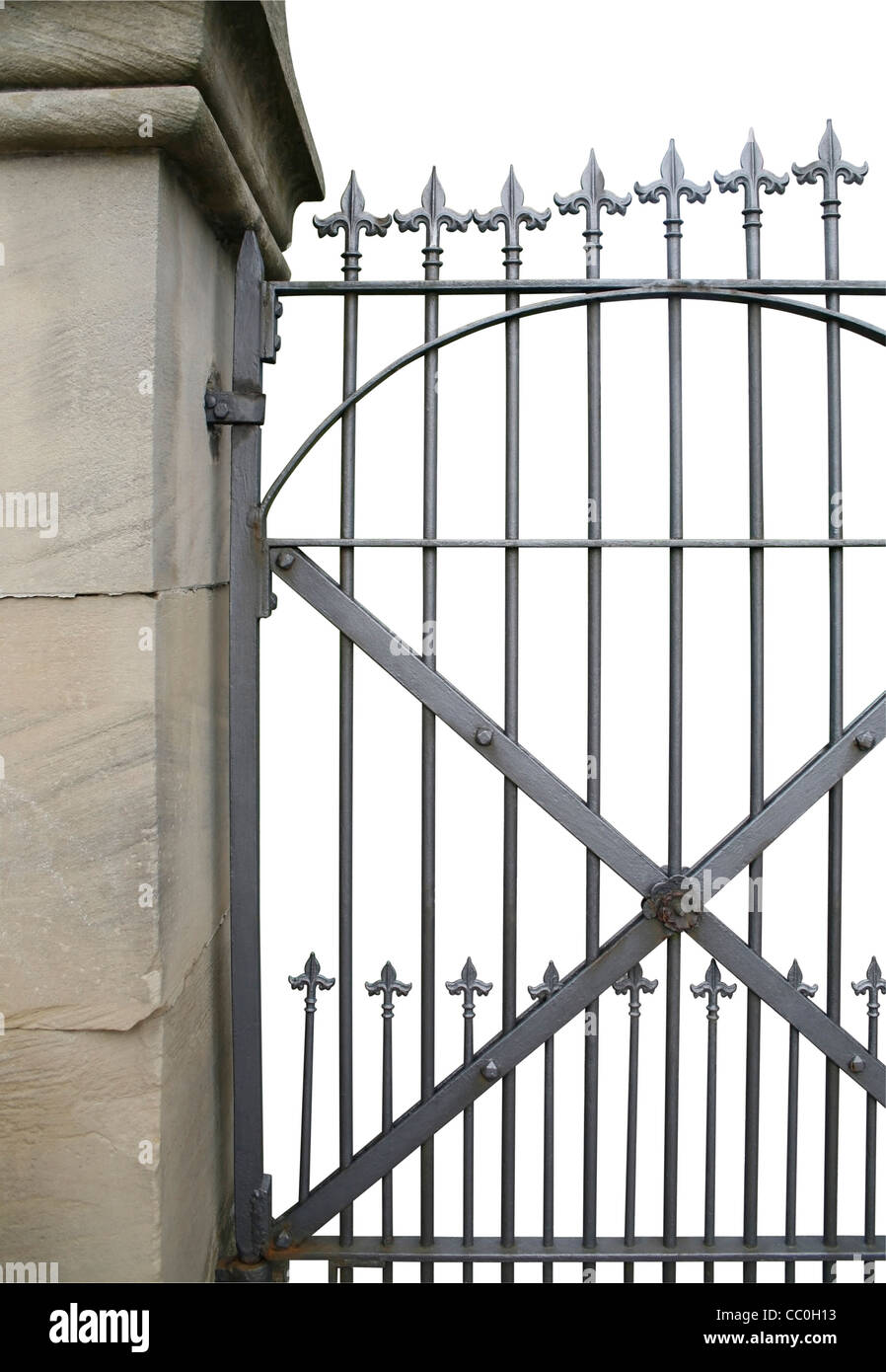 detail of a wrought-iron gate isolated on white with clipping path ...