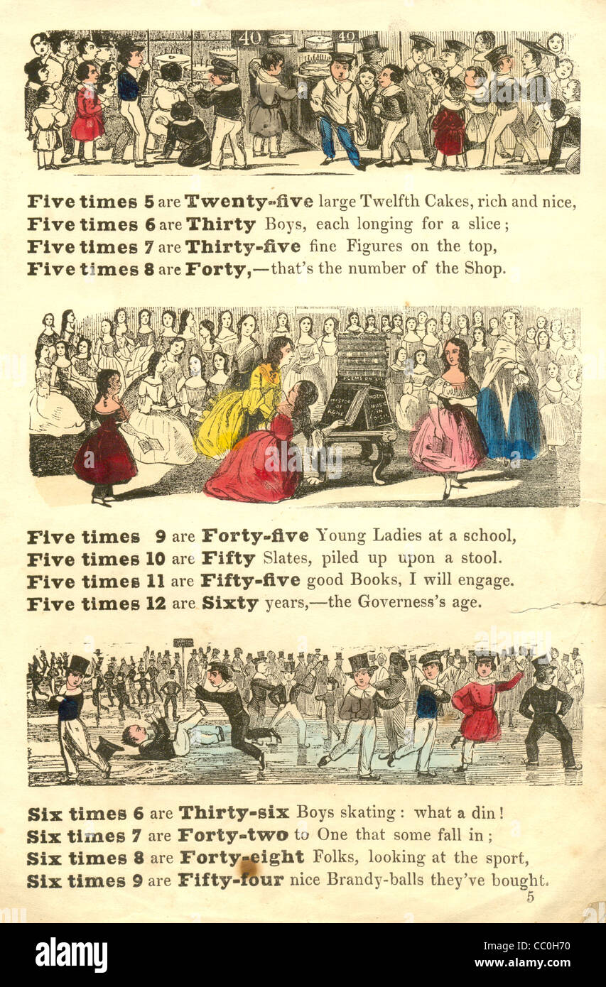 Hand coloured book Grandmamma Easy's Merry Multiplication for teaching ...