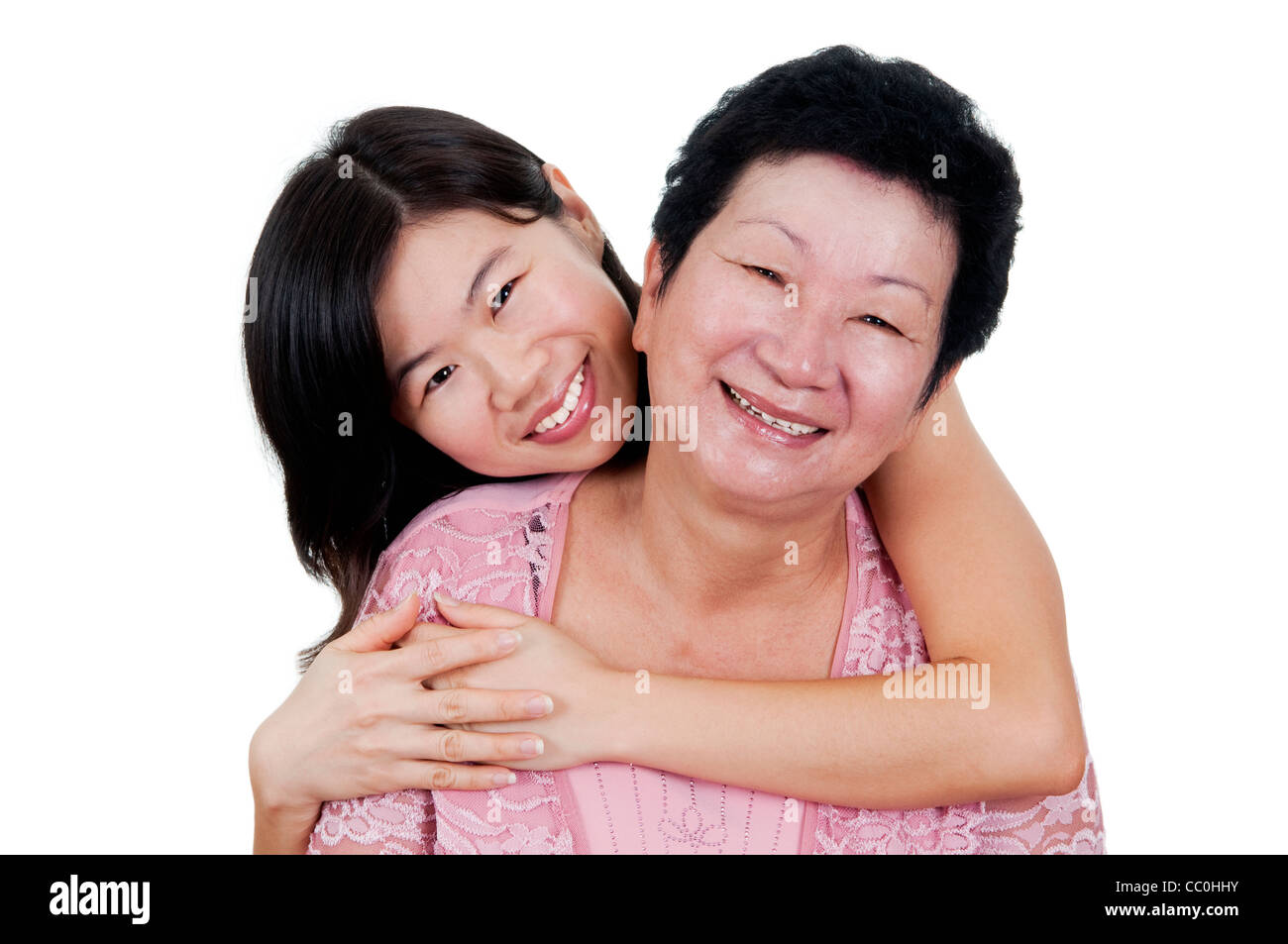 Happy Asian Family. Daughter hugging her mother Stock Photo - Alamy