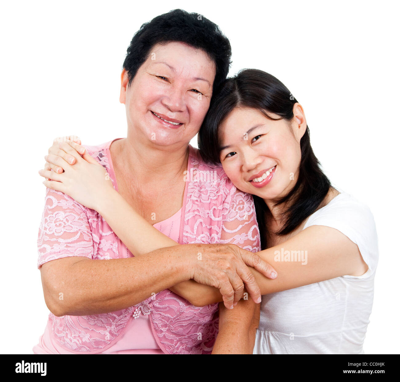 Happy Asian family. Daughter hugging her mother Stock Photo - Alamy