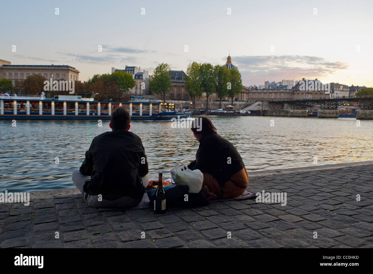 Paris, France, French young people drinking, from behind, Enjoying ...