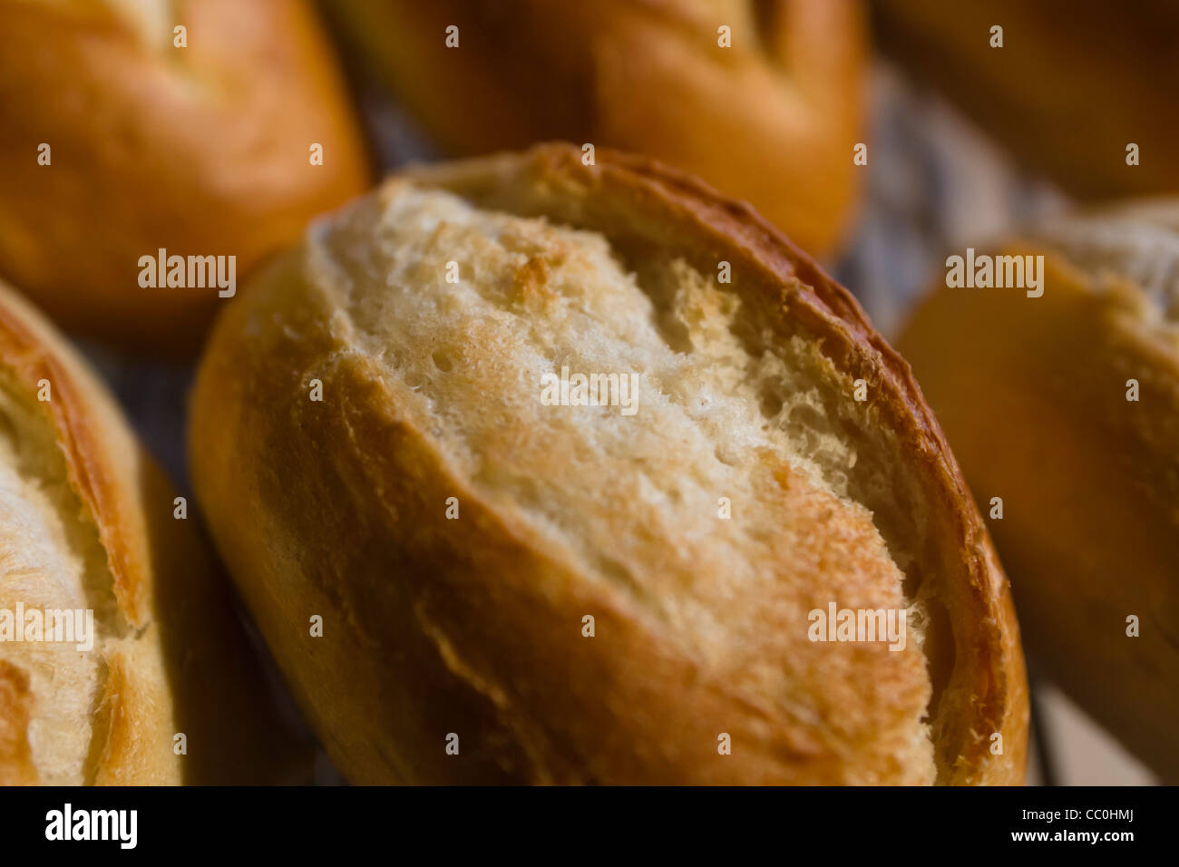 Cooling down - home oven finished part-baked petit pain bread rolls ...