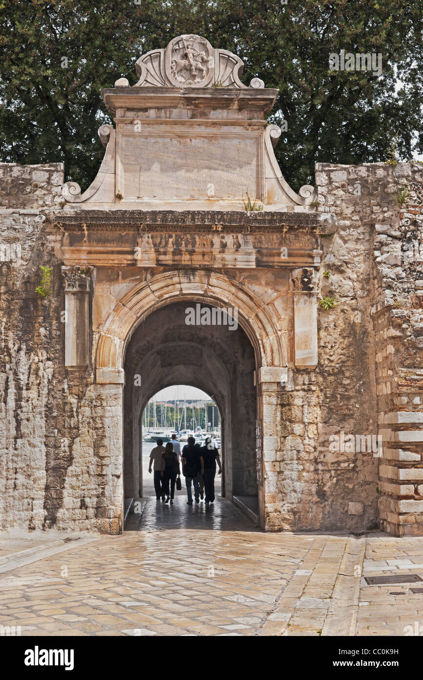 The Sea Gate was built in 1573 is part of the old city walls of Zadar ...