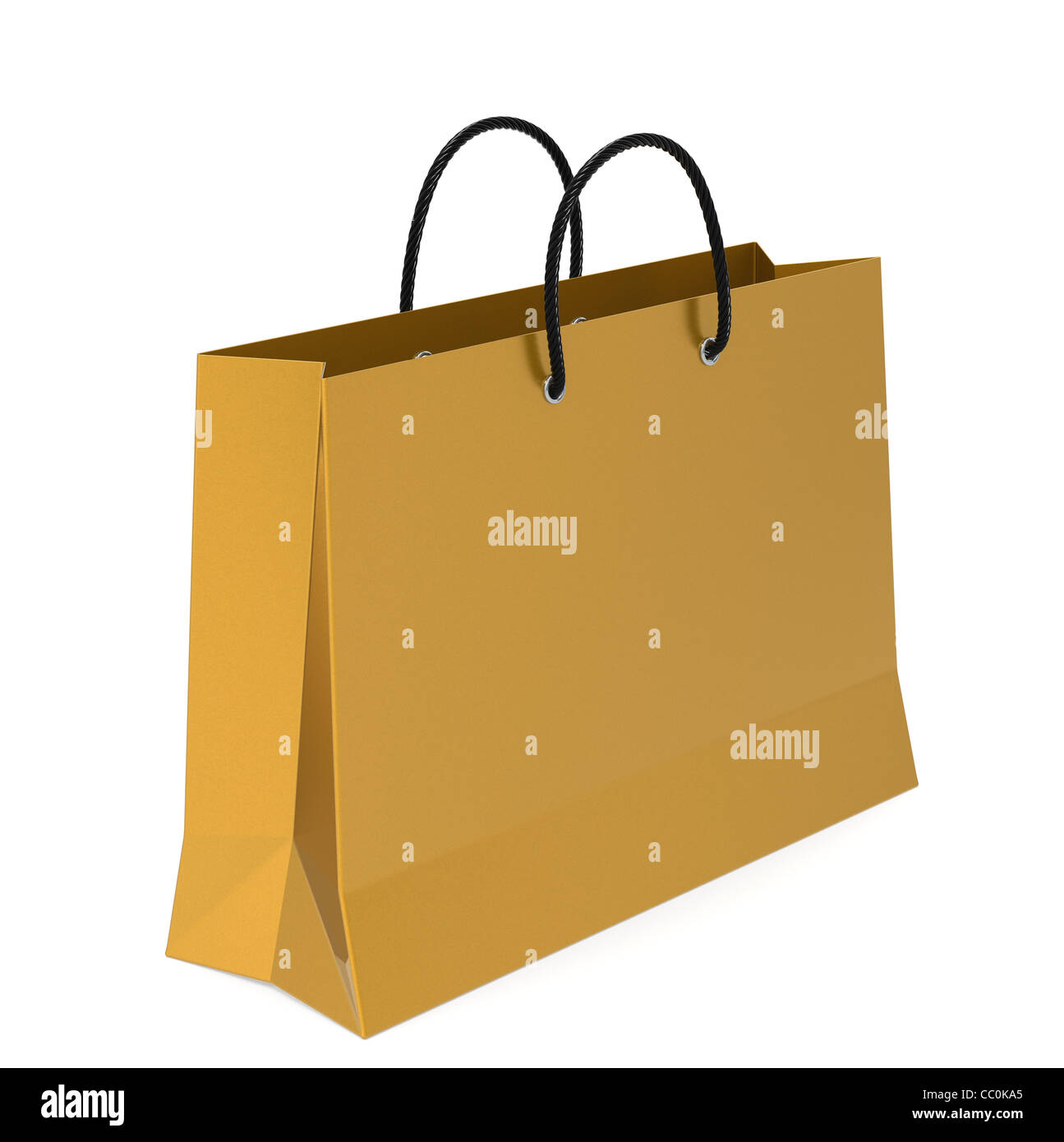 A Golden Shopping Bag. White Background Stock Photo - Alamy