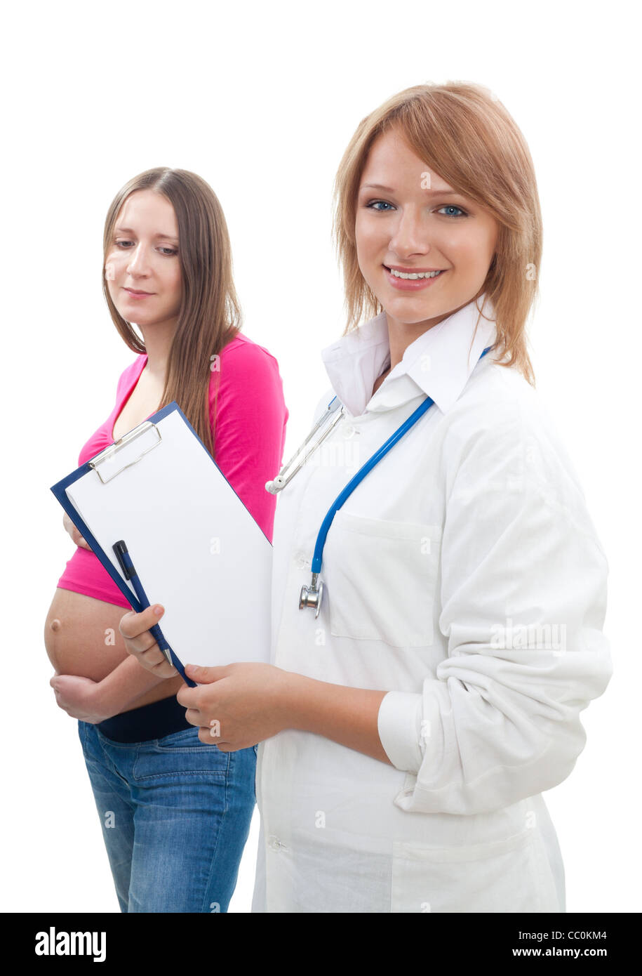 Happy pregnant woman and her obstetrician doctor Stock Photo - Alamy