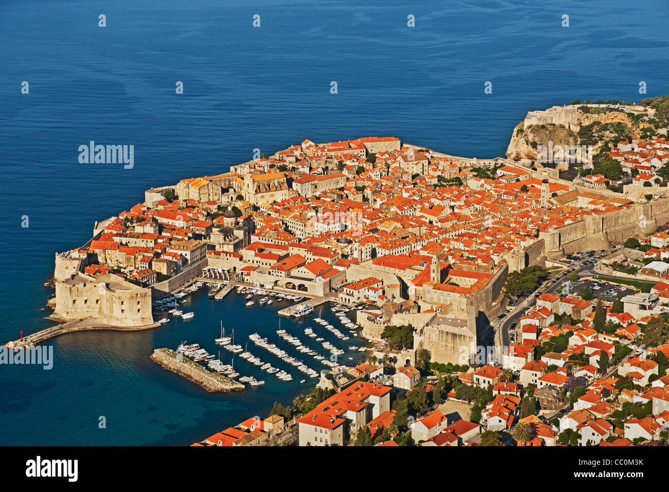 View of the Old Town of Dubrovnik, Revelin Fortress , the city port and ...