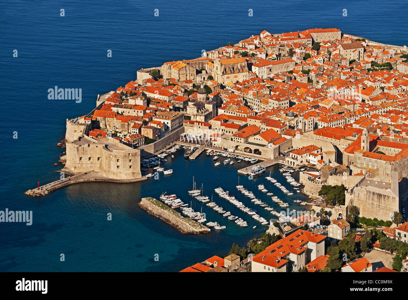 View of the Old Town of Dubrovnik, Revelin Fortress , the city port and ...