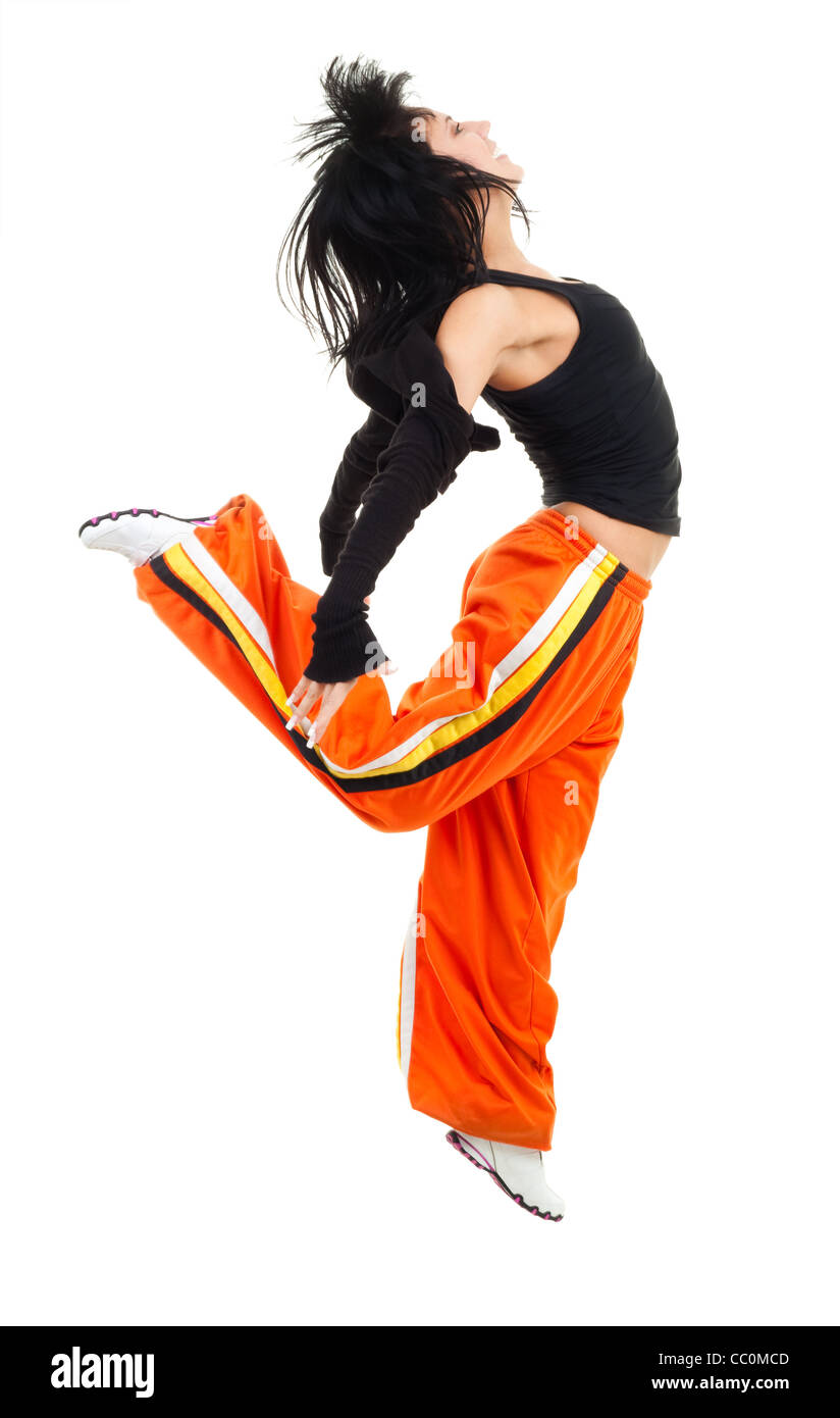 Woman dancer in jumping pose expressing positivity Stock Photo - Alamy