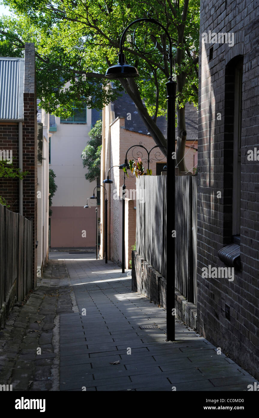 One of the narrow alleyways in The Rocks, a historical suburb of Sydney ...