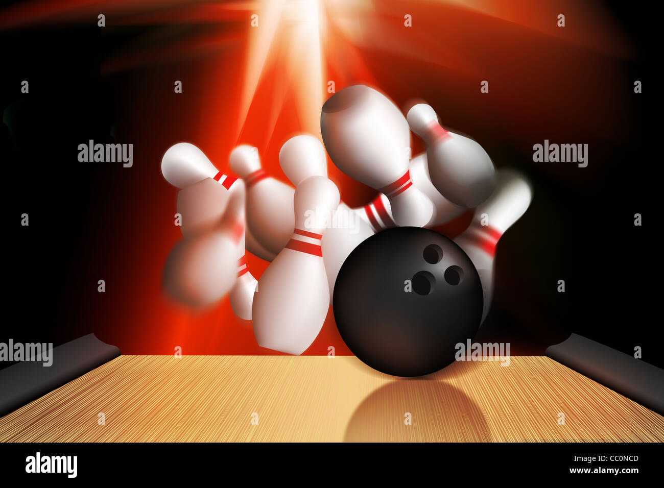Ball crashing bowling pins hi-res stock photography and images - Alamy