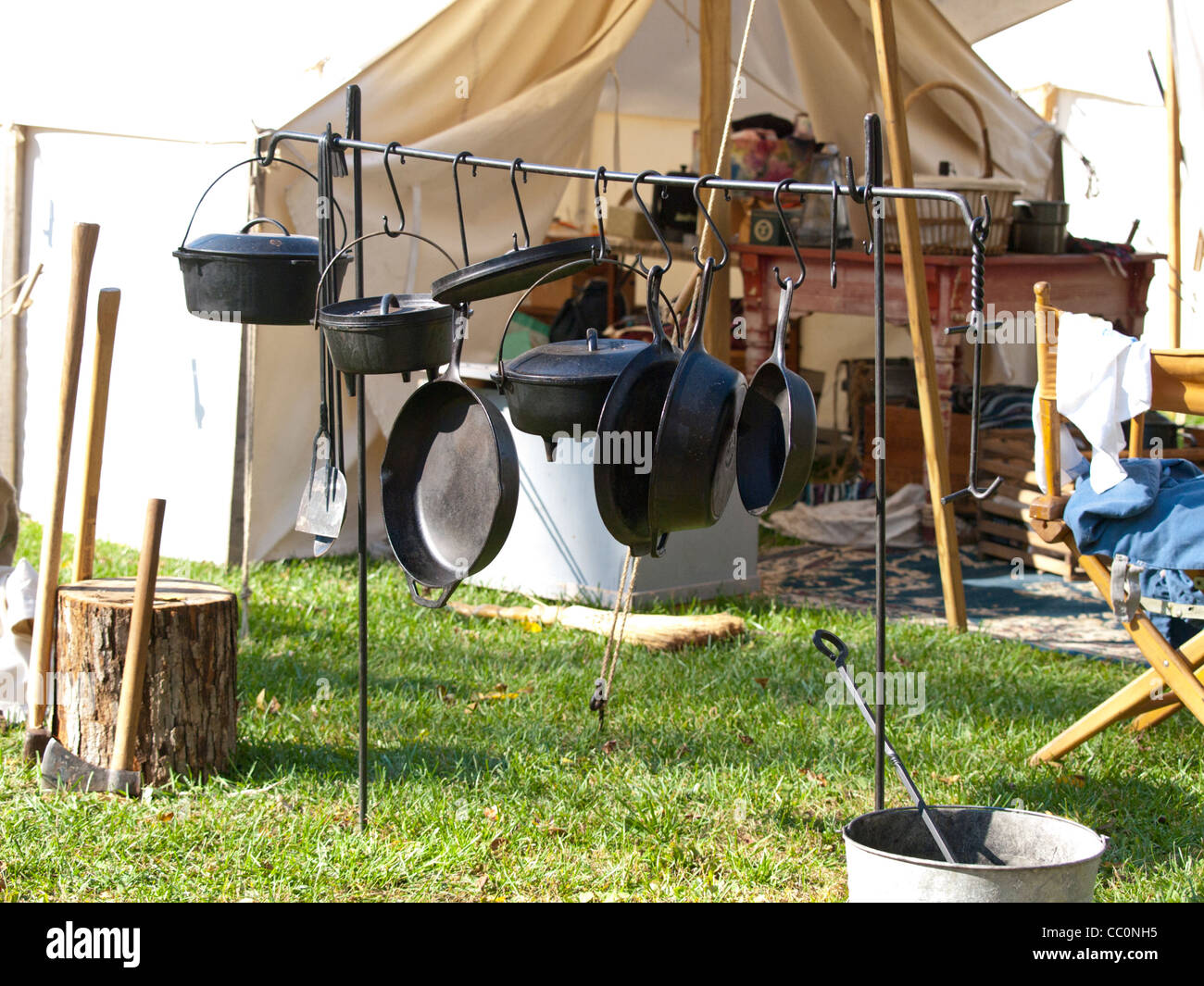 Civil War reenactment camp where people spend the weekend and live the ...