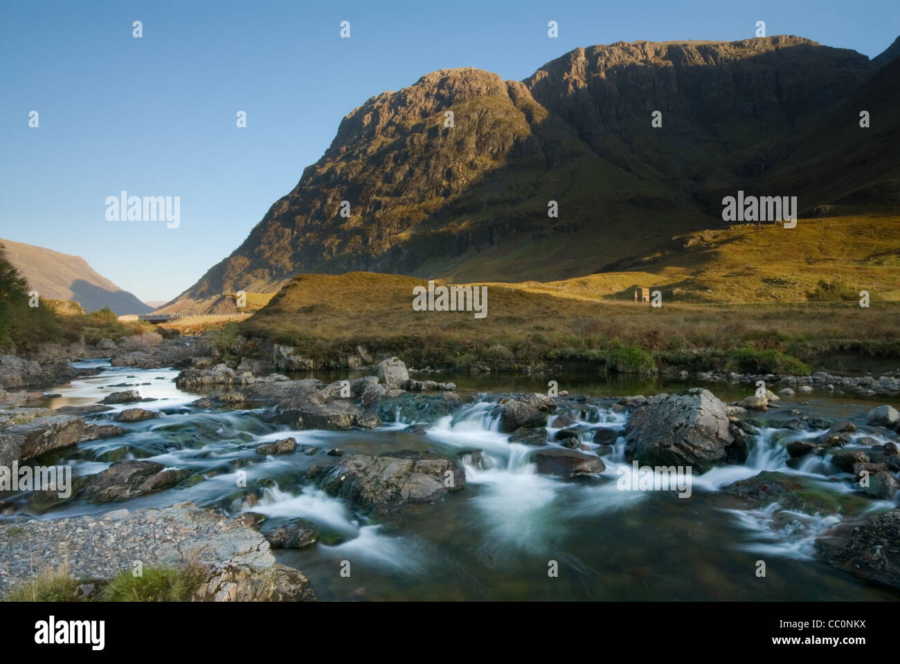 River Coe running through Glencoe and the Great Buttress in the ...