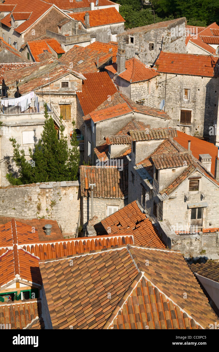 Aerial over medieval Croatian town Stock Photo - Alamy