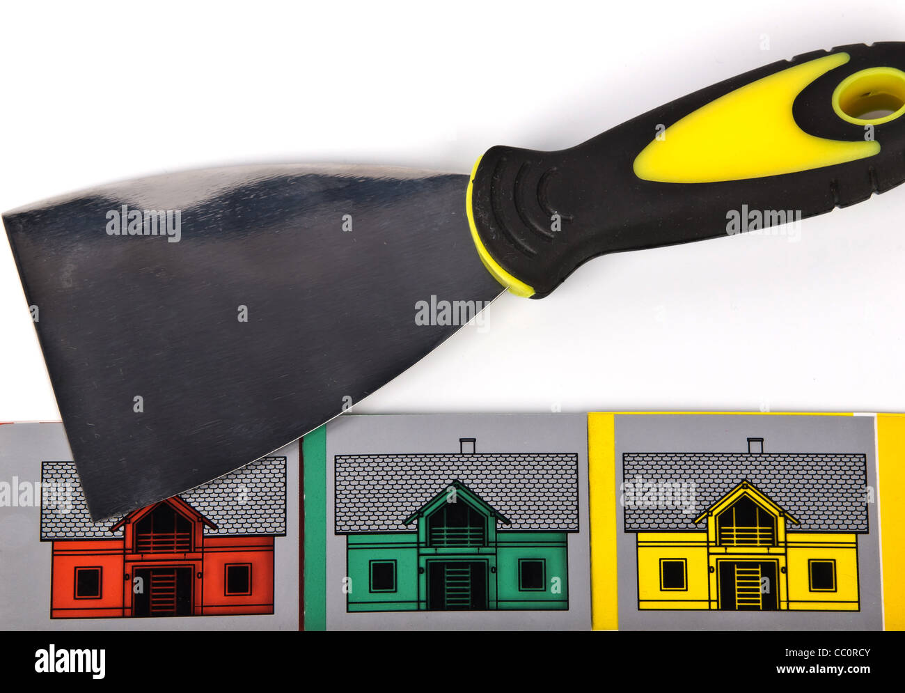 spatula and houses in different colors Stock Photo - Alamy