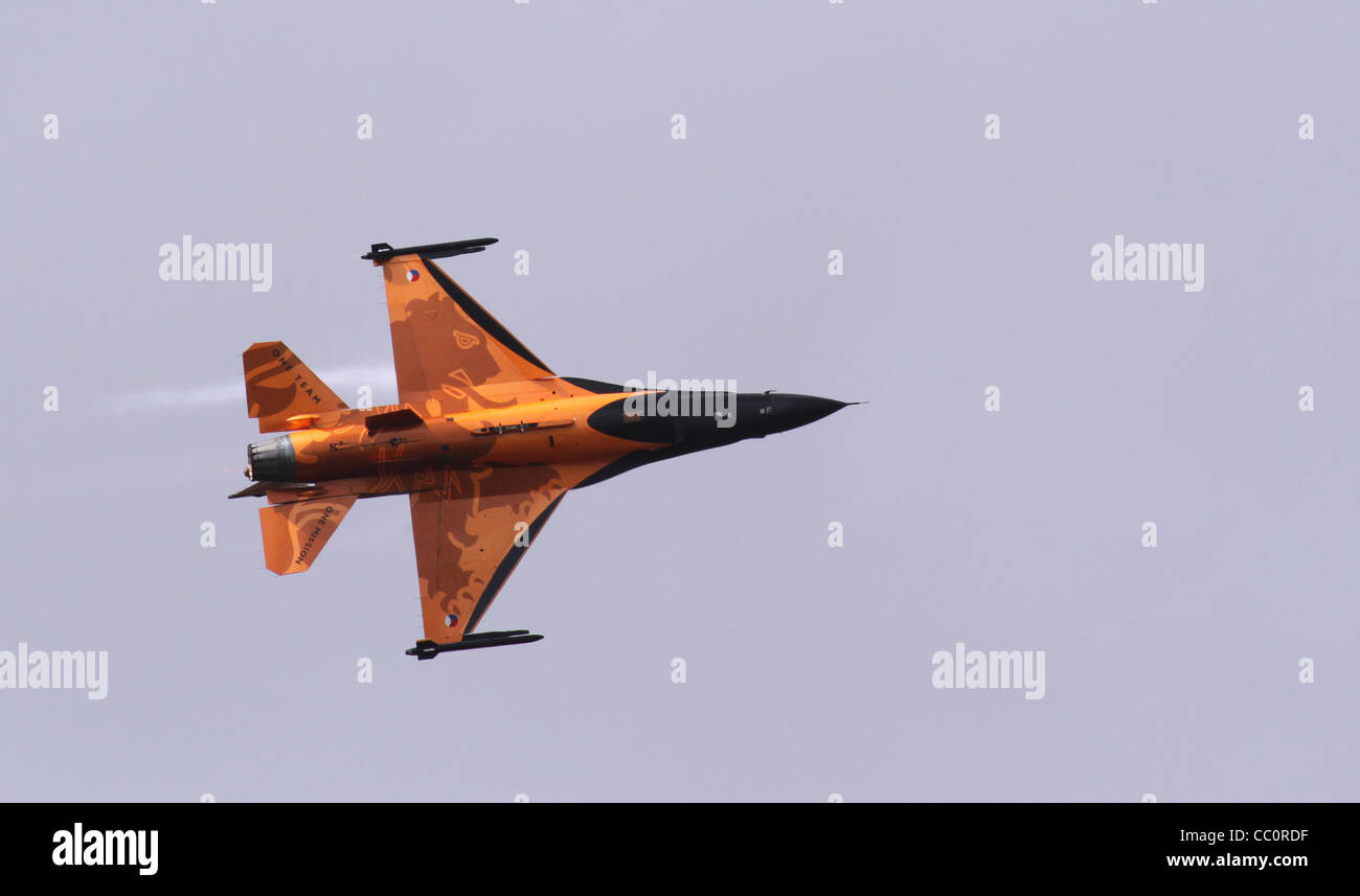 Dutch airforce F-16AM display jet fighter at RIAT 2011 at RAF Fairford ...