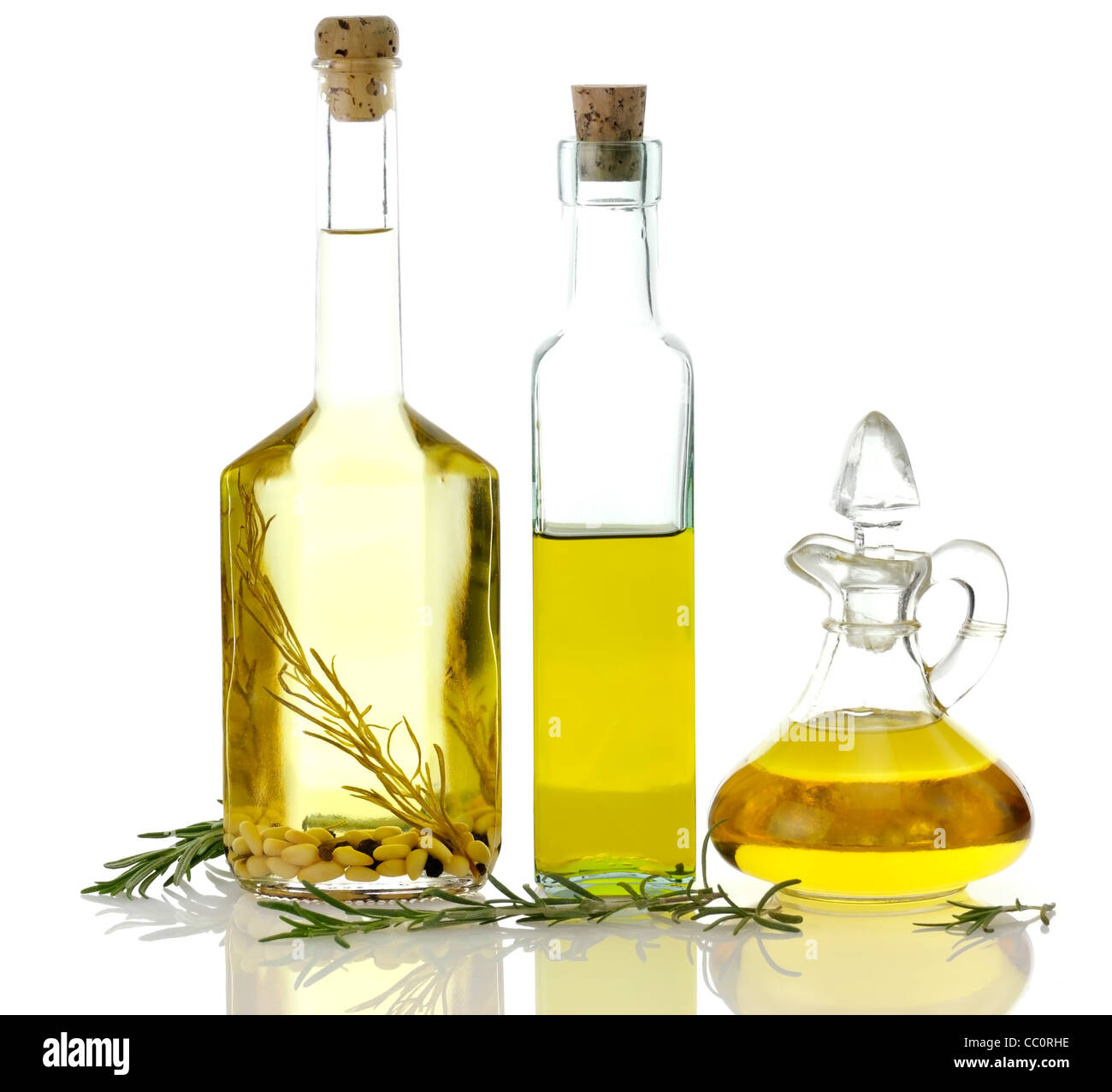 Assortment Of Cooking Oil In Glass Bottles Stock Photo - Alamy