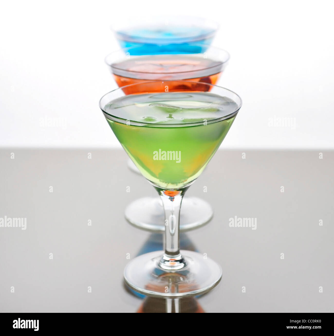 fruit cold drinks assortment with reflection Stock Photo - Alamy