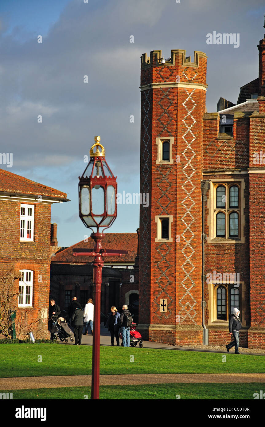 Main entrance to Hampton Court Palace, Hampton, London Borough of ...