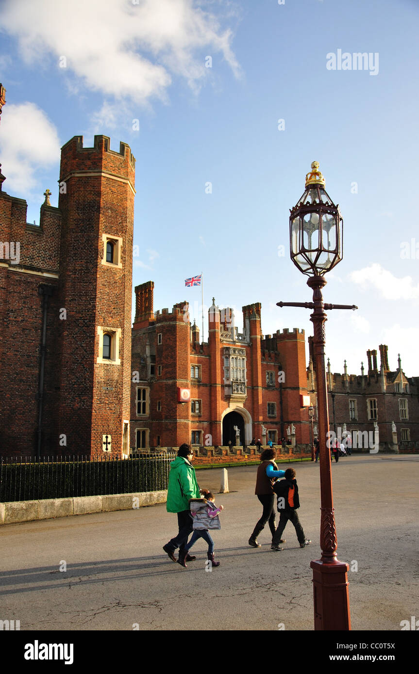 Main entrance to Hampton Court Palace, Hampton, London Borough of ...